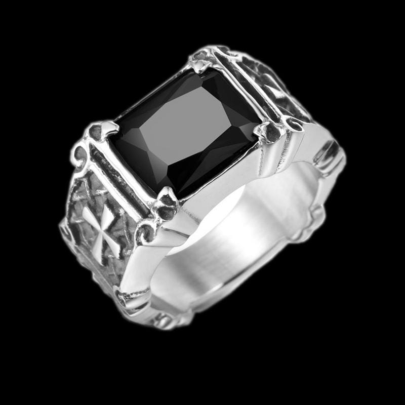 GOTHIC CROSS GEMSTONE INDEX RING – Linnol